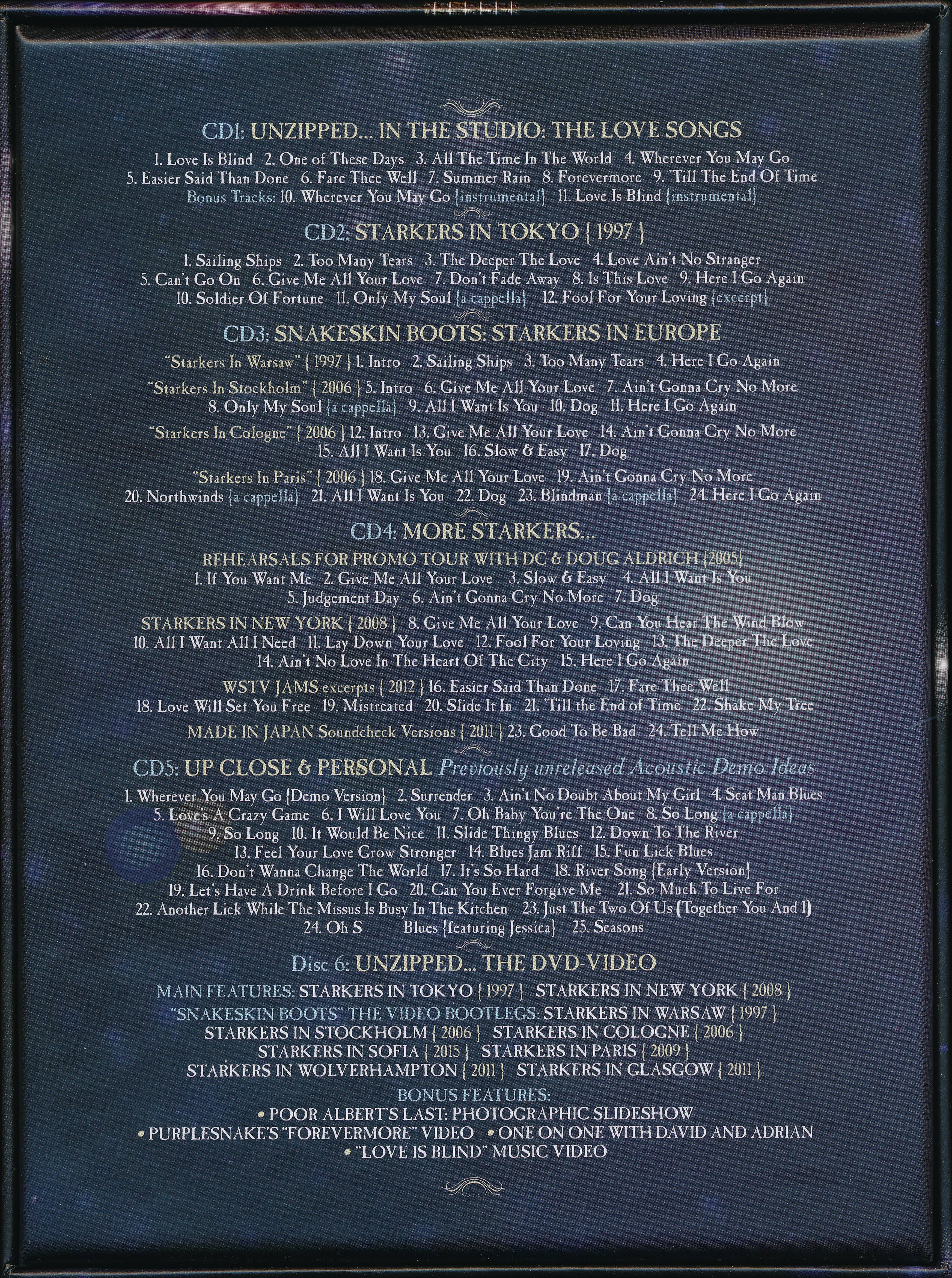 Whitesnake Unzipped : Box Back | CD Covers | Cover Century | Over 1.000 ...